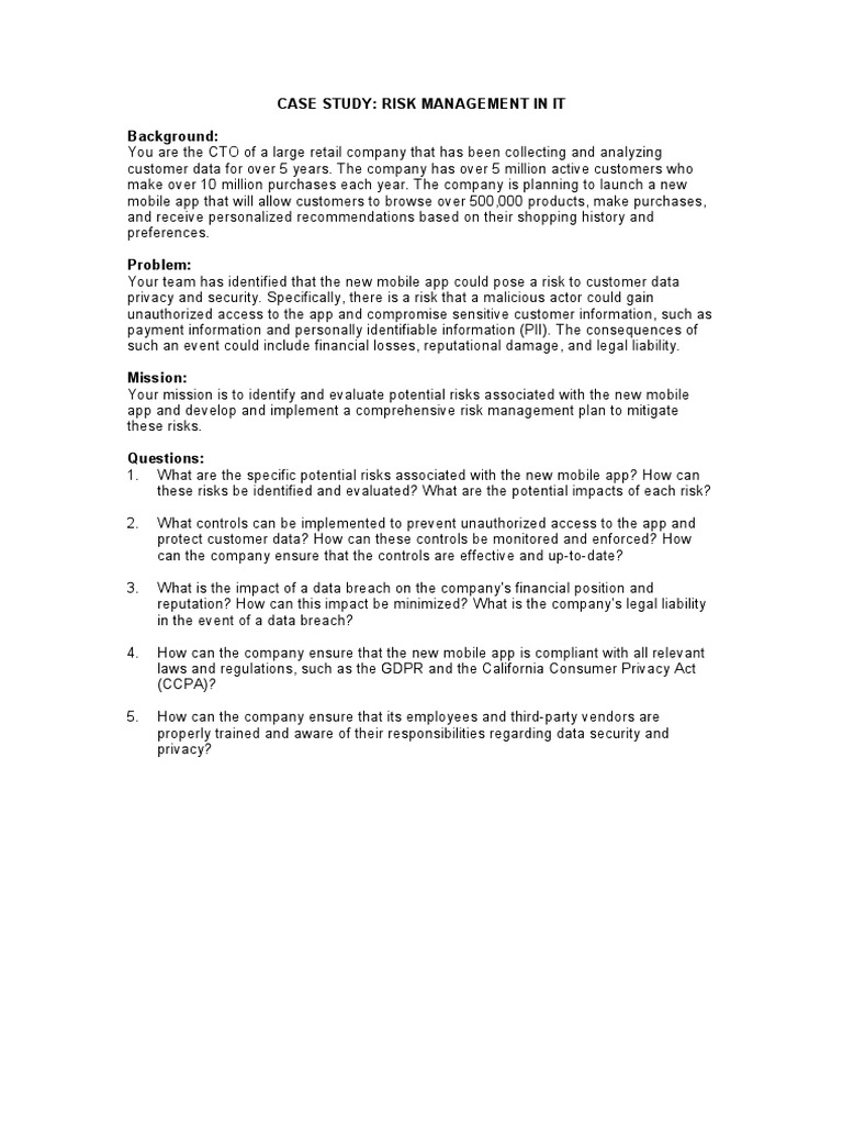 Case Study - Risk Management | PDF