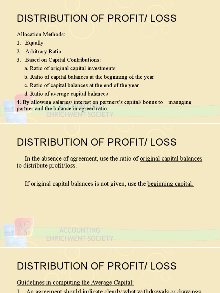 Profit Distribution Methods Explained | PDF | Partnership | Net Income