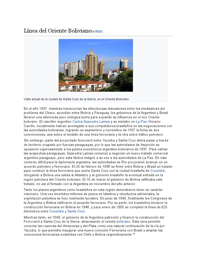 Línea Del Oriente Boliviano | PDF | Transporte | Transporte de tierra