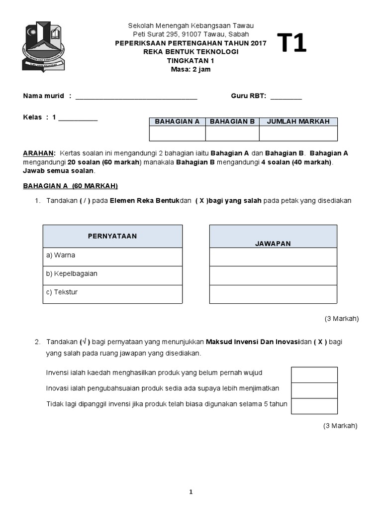 Contoh Soalan RBT | PDF