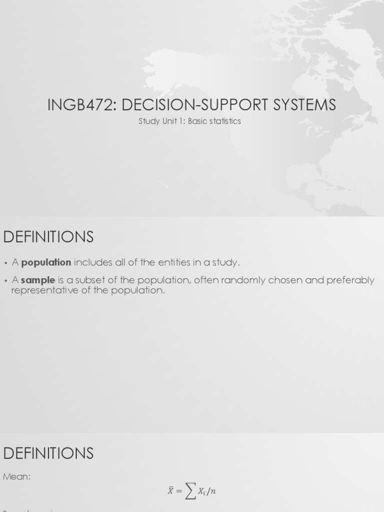 Basic Statistics in Decision-Support Systems | PDF | Probability ...