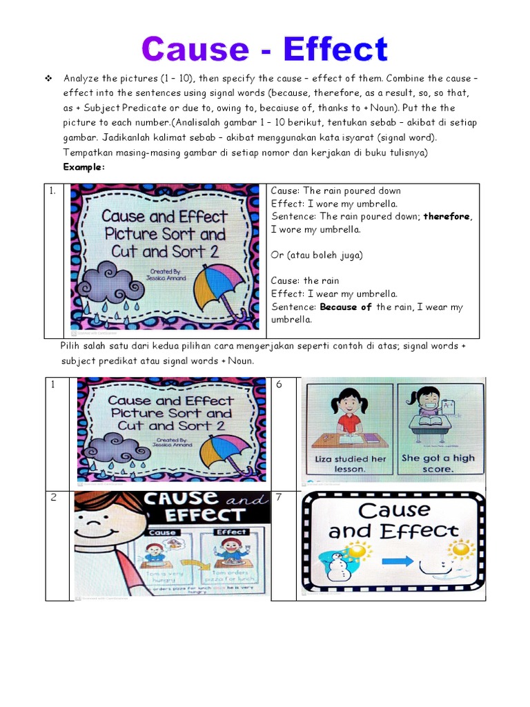 Cause-Effect Sentence Practice | PDF | Teaching Methods & Materials