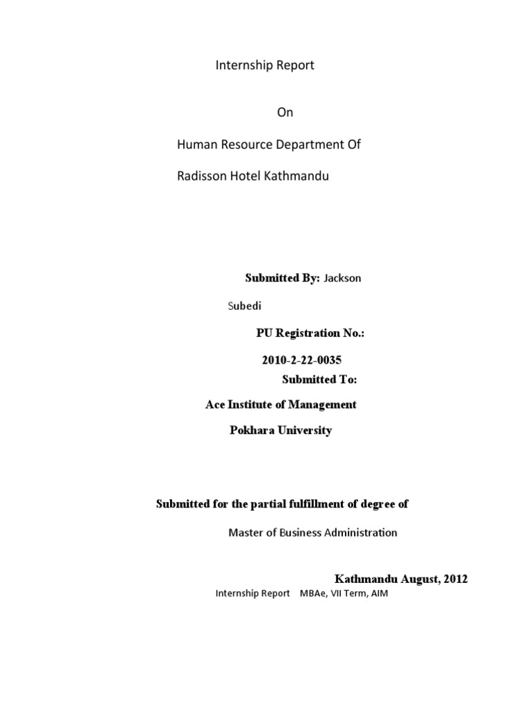 Internship Report Jackson | PDF | Internship | Job Hunting