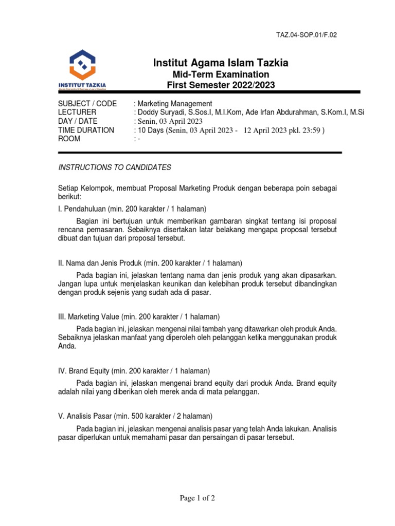 Soal Uts Marketing Management | PDF