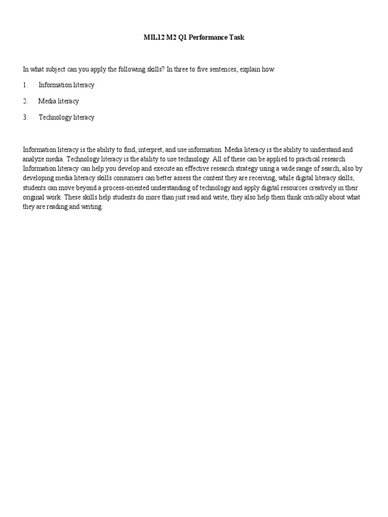 MIL12 M2 Q1 Performance Task | PDF