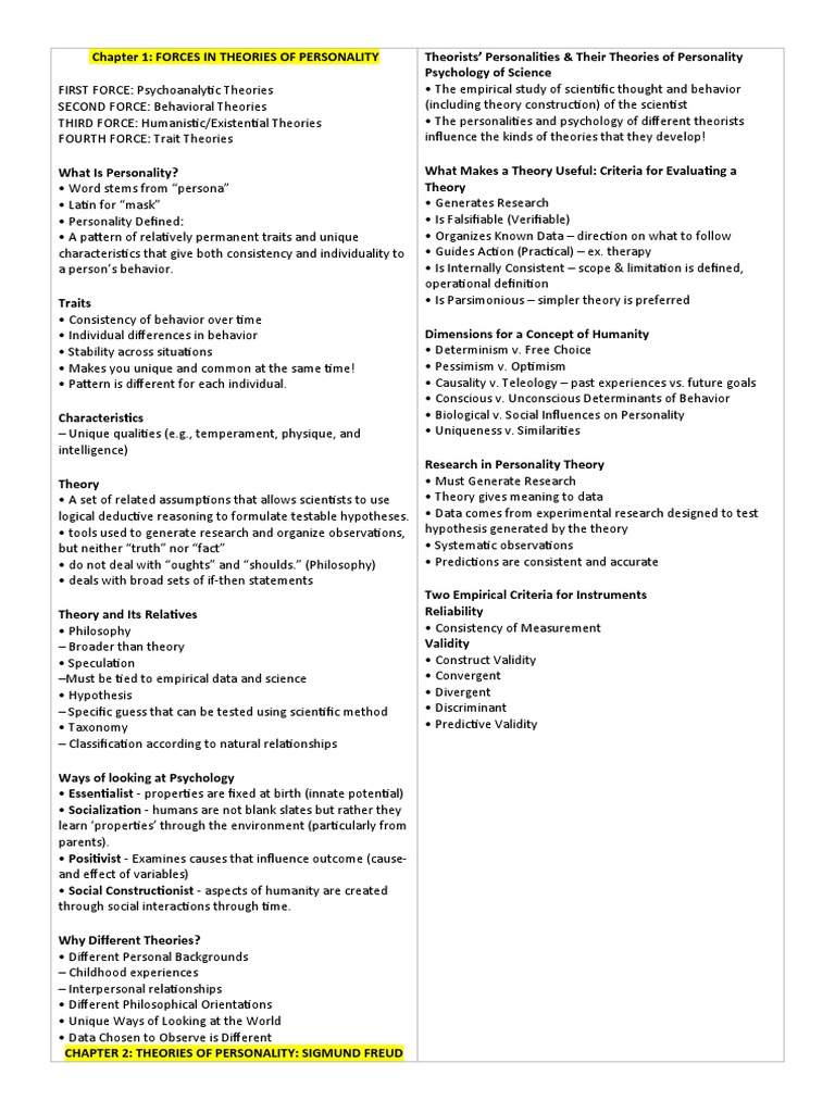 Overview of Personality Theories | PDF | Id | Sigmund Freud
