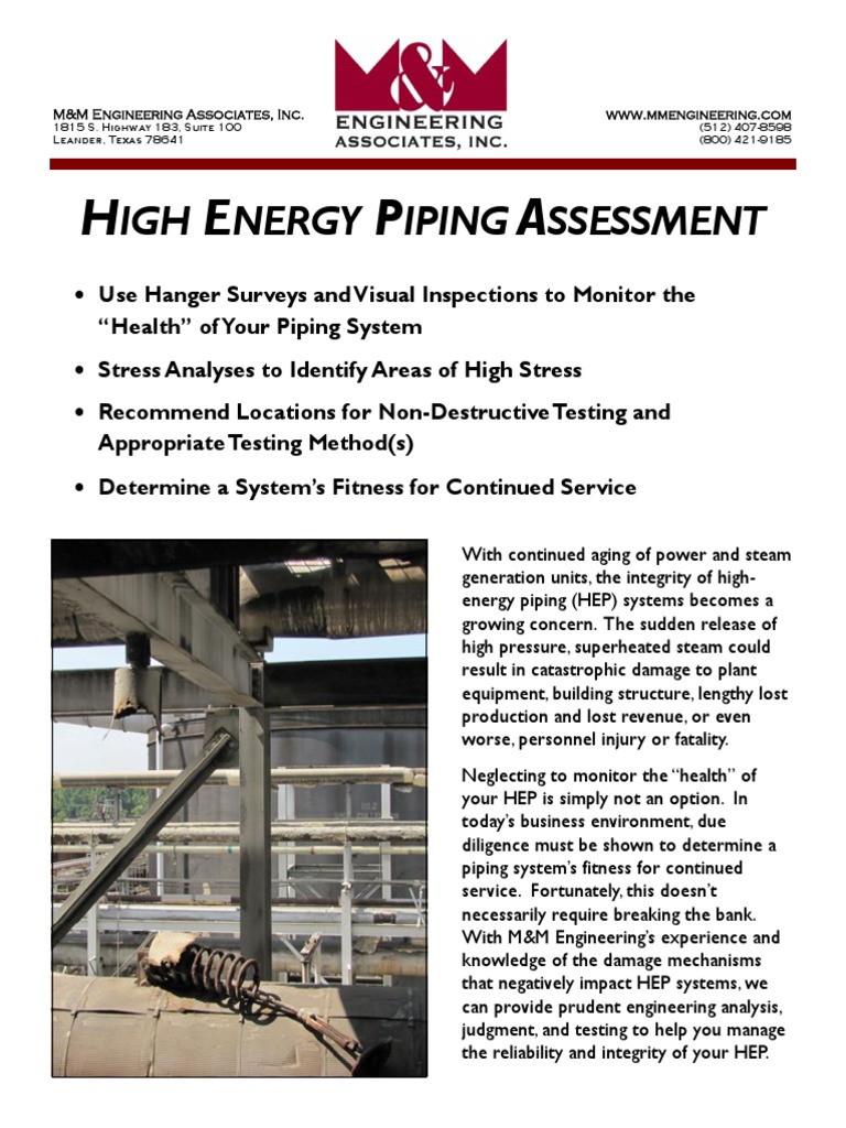 High Energy Piping | PDF | Stress (Mechanics) | Stress–Strain Analysis