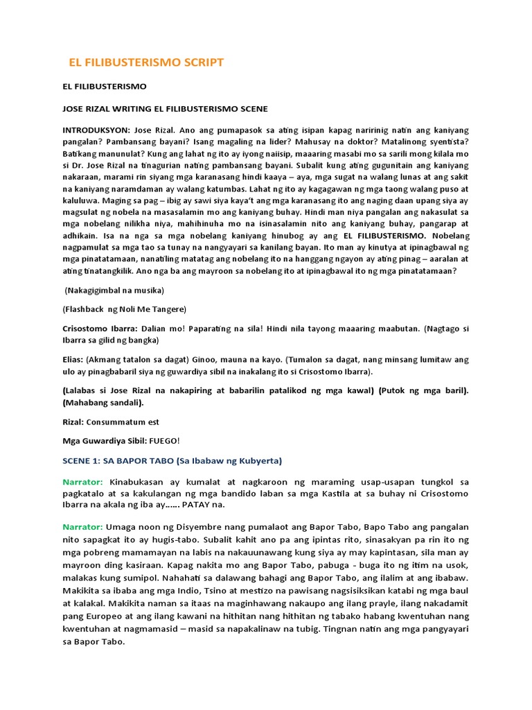 El Filibusterismo Script 10 | PDF