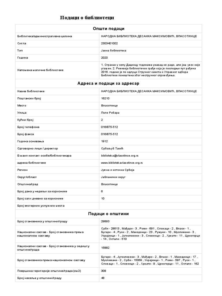 Izvestaj MBS 2020 | PDF