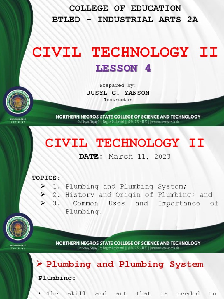 Civil Technology - Topic 4 | PDF | Plumbing | Sewage
