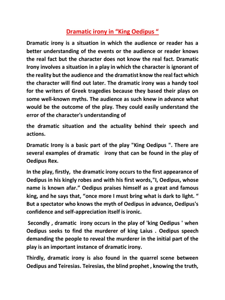 Dramatic Irony in King Oedipus Semi Broad or Shot Note | PDF | Irony