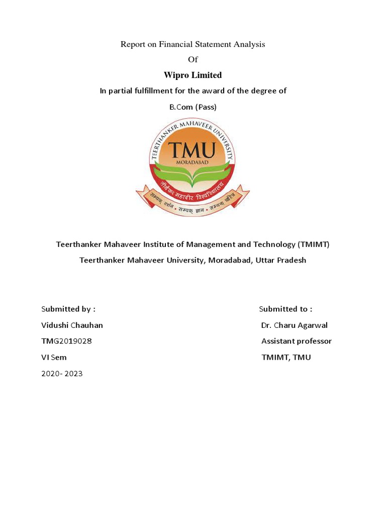 WIPRO Final Report | PDF | Revenue | Equity (Finance)