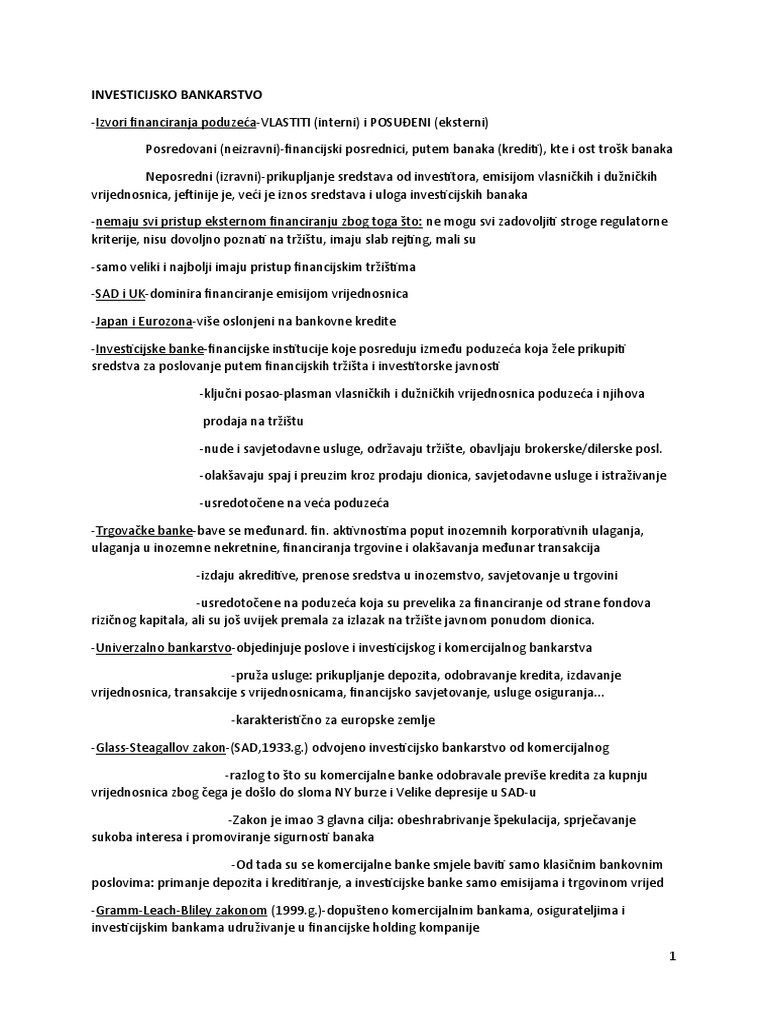 Investicijsko Bankarstvo | PDF