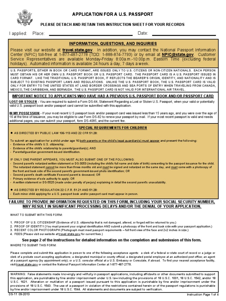 Ds 11 Passport App | PDF | Identity Document | Passport