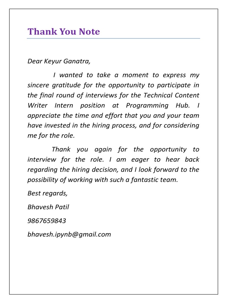 Thank You Note | PDF