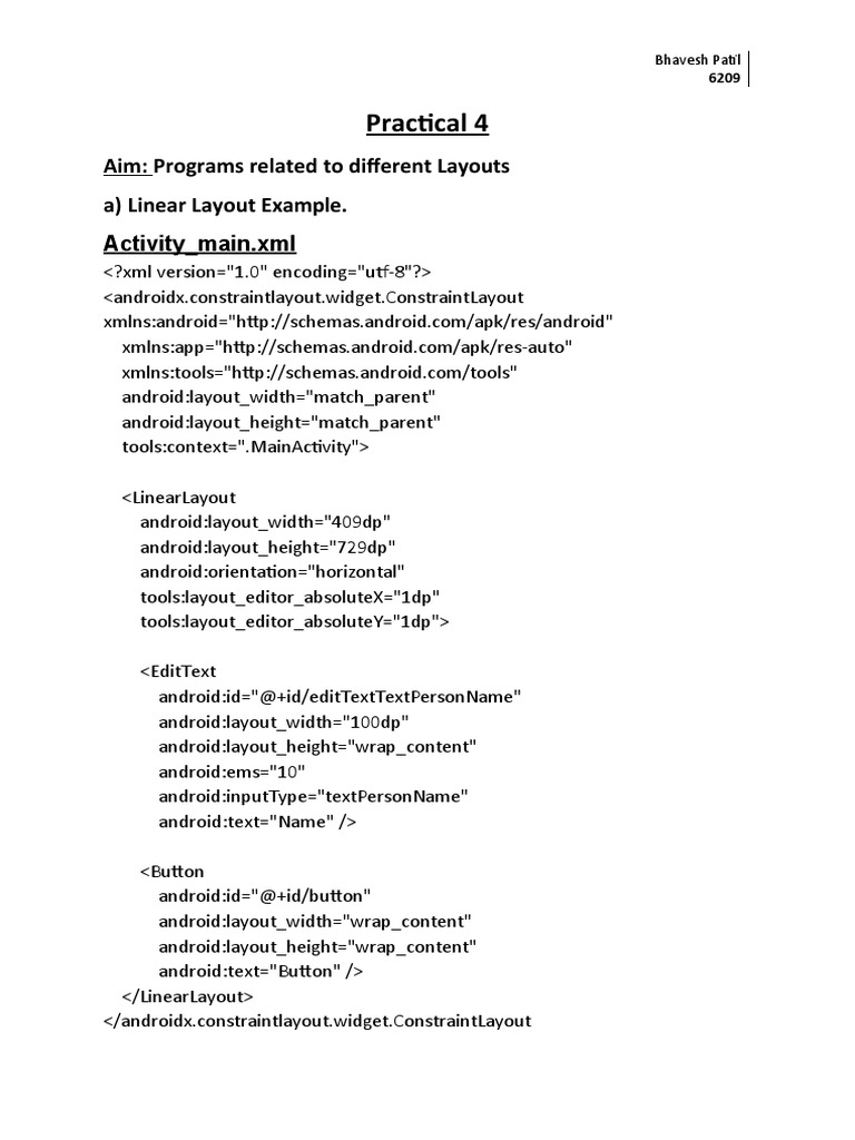 Android Prac 4 Pdf Android Operating System System Software