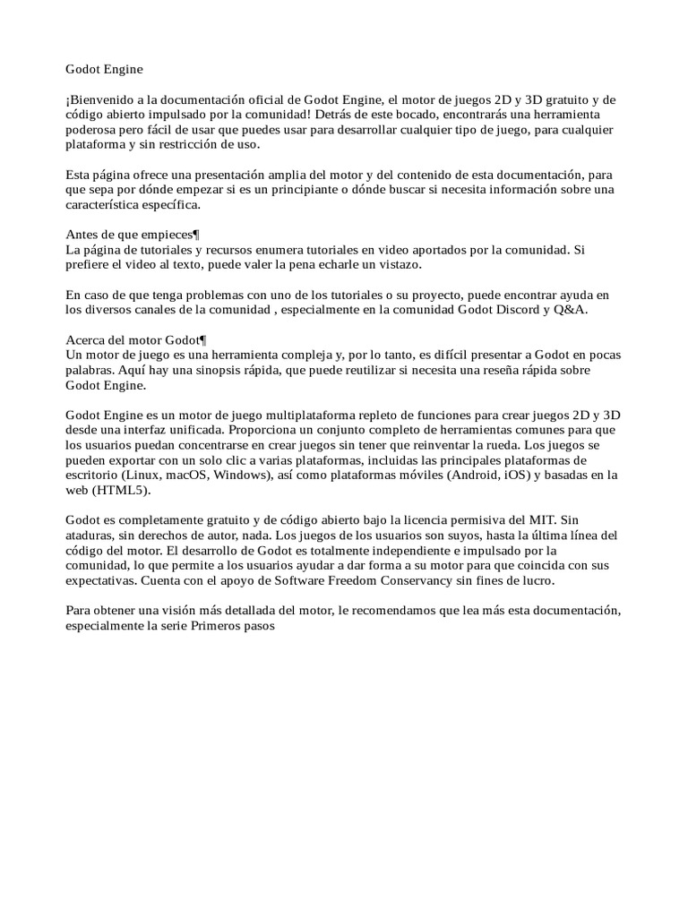 Documentación Oficial de Godot Engine | PDF | Juegos y actividades ...