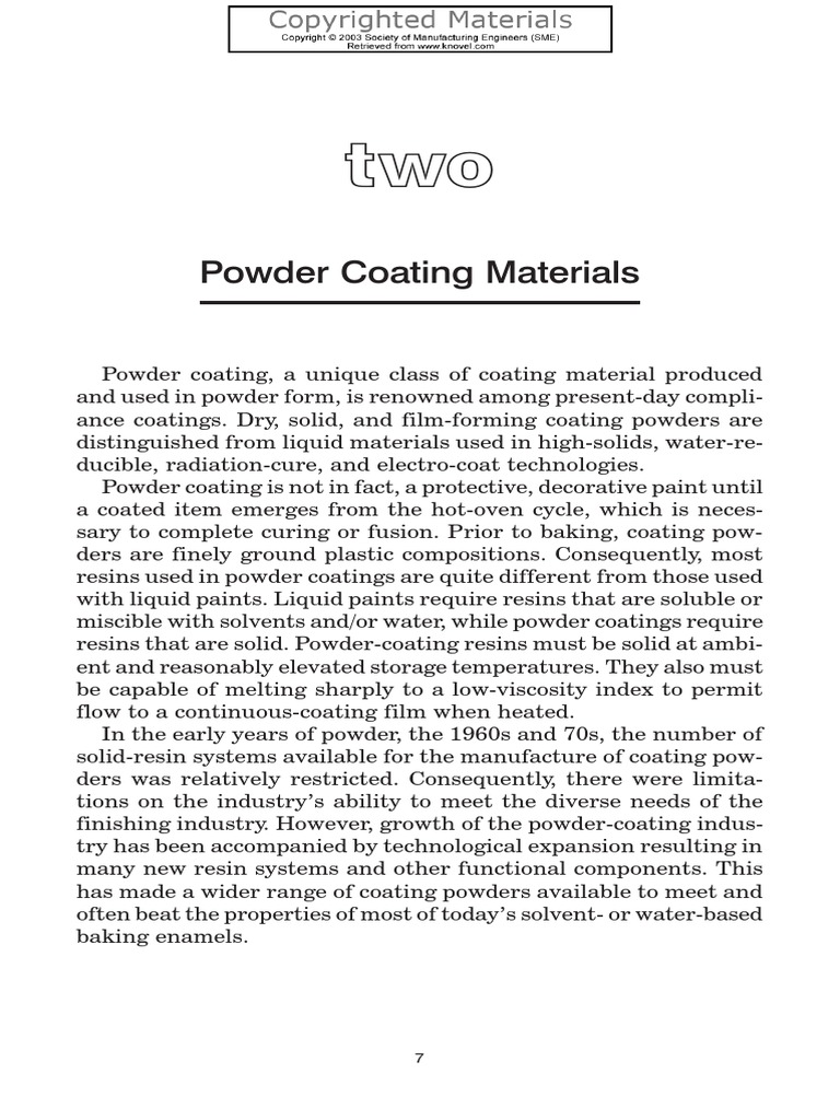 Chapter 2: Powder Coating Materials | PDF | Epoxy | Thermoplastic