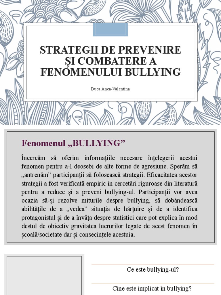 Strategii de Combatere A Fenomenului BULLYING | PDF