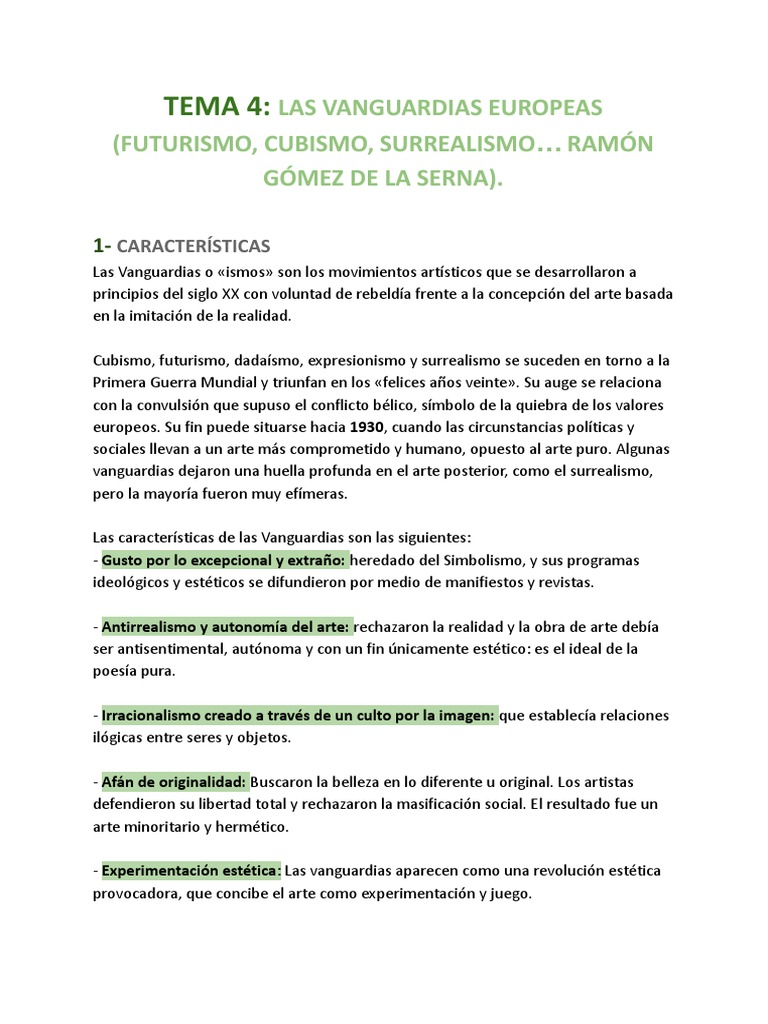 Tema 4 | PDF | Vanguardia | Surrealismo