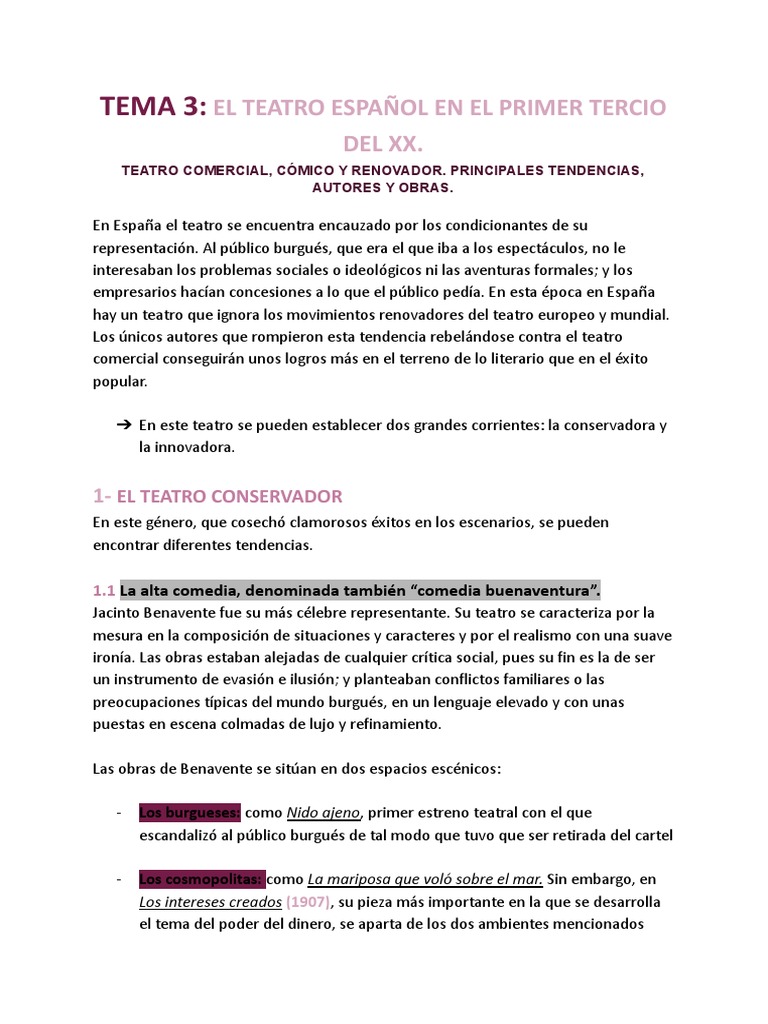 Teatro español del siglo XX: tendencias y autores | PDF | Teatro ...