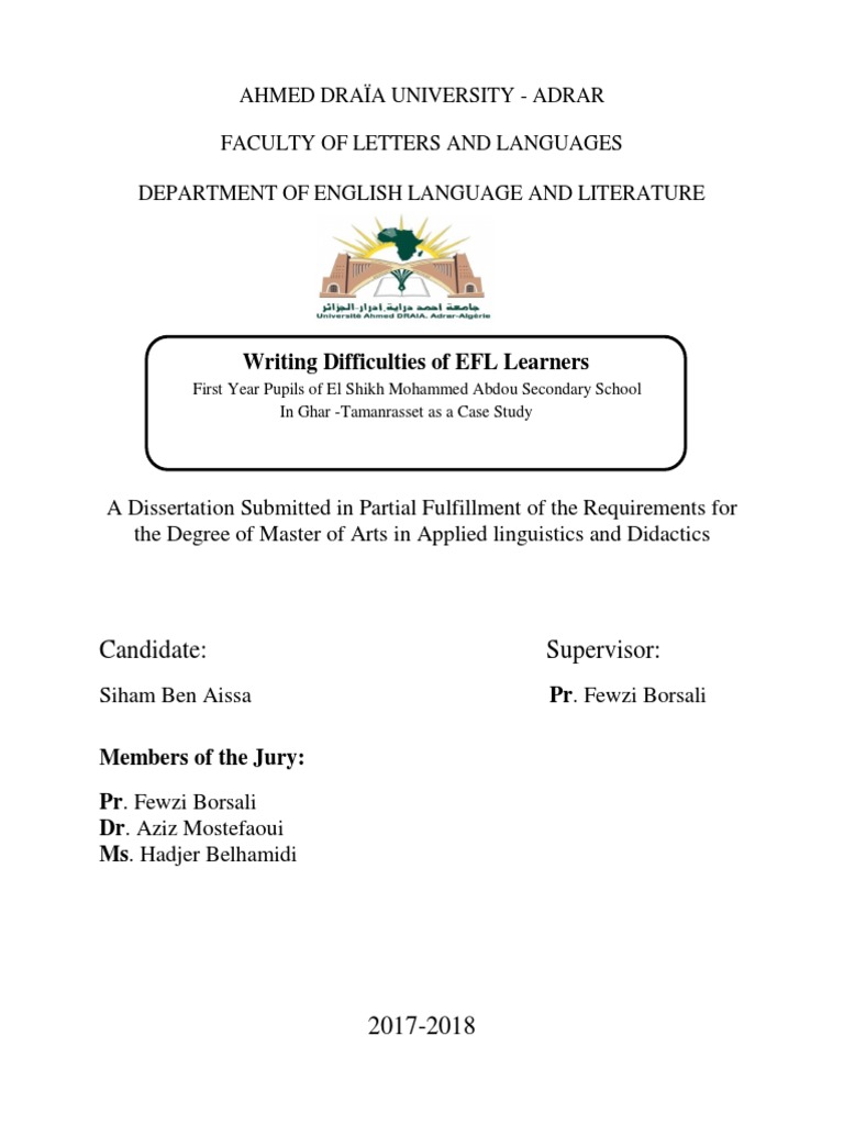 Writing Difficulties of EFL Learners | PDF