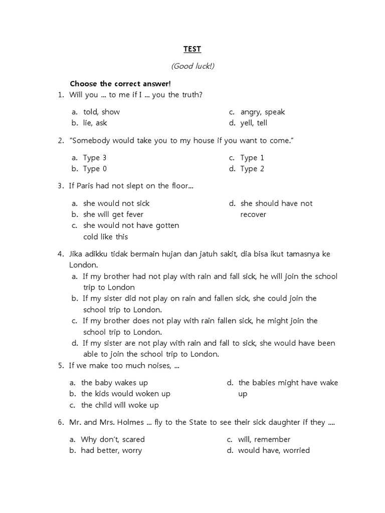 2-If Clause TEST | PDF