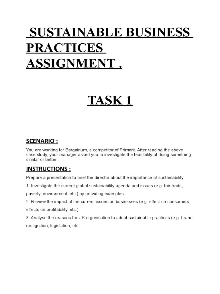 Sustainable Business Practices Assignment | Download Free PDF ...