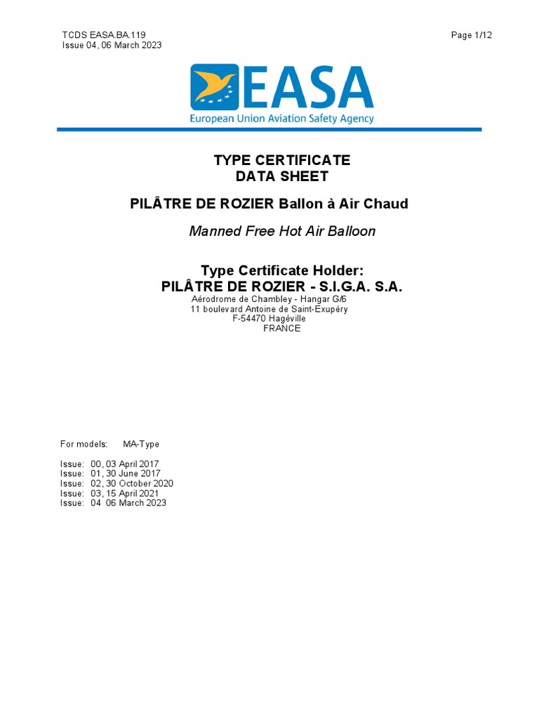 EASA - BA .119 Issue-04 | PDF | Manufactured Goods | Aeronautics