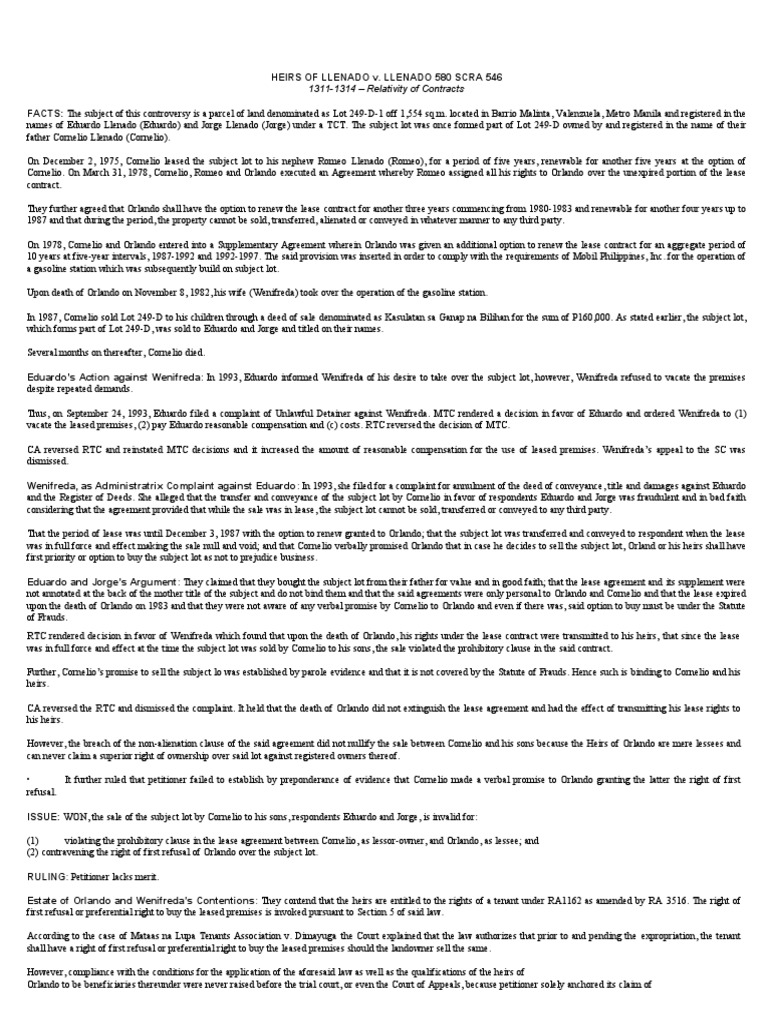 1311-1314 - Relativity of Contracts | PDF | Lease | Justice