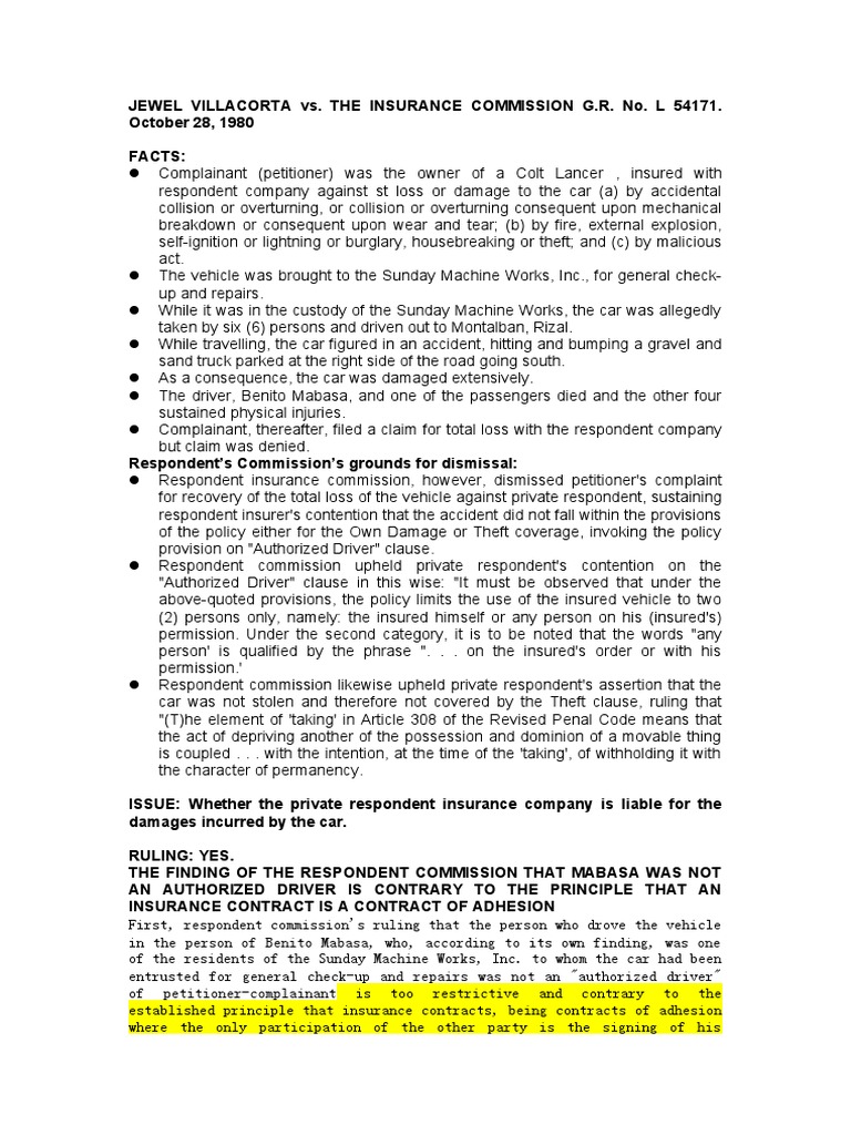 Insurance Liability in Car Theft Case | PDF | Theft | Insurance