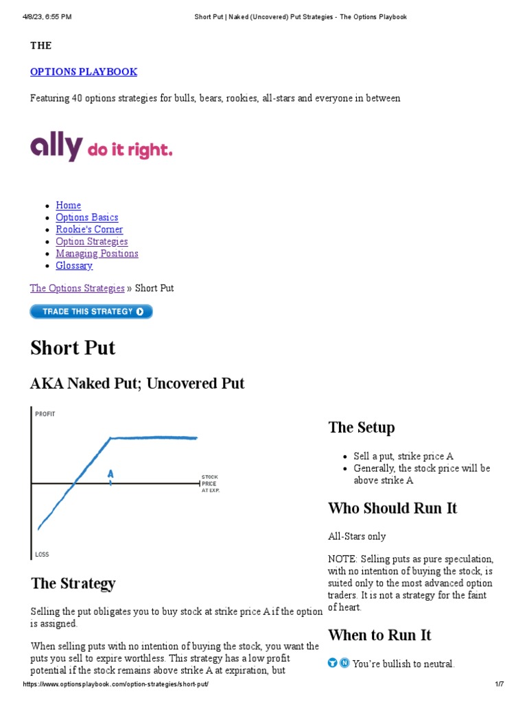 Short Put - Naked (Uncovered) Put Strategies - The Options Playbook | PDF | Option (Finance ...