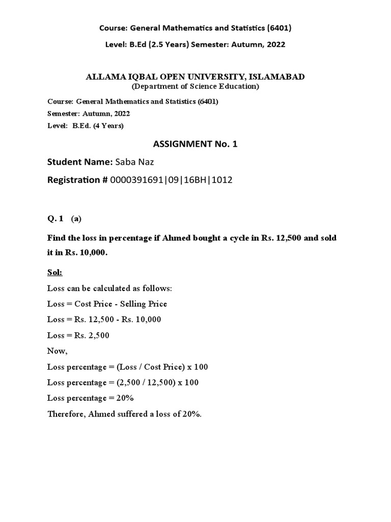 6401 1st Assignment | PDF | Mathematics | Algebra