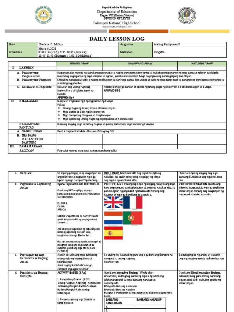 DLL AP8_Q3_Modyul 2 - Paglawak ng kapangyarihan ng Europe | PDF