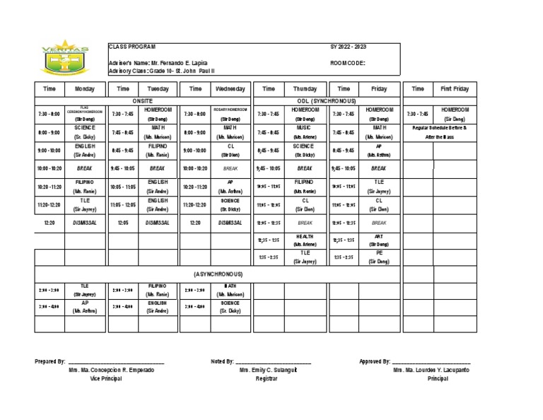 Break Break Break Break Break: Flag Ceremony/Homeroom | PDF