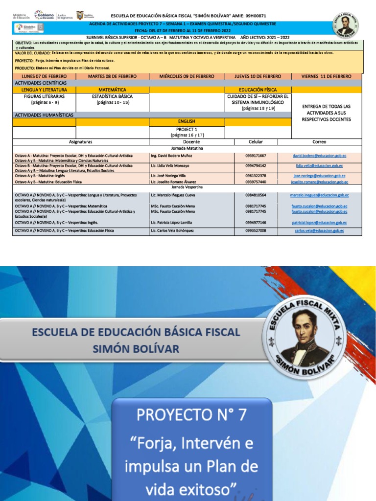 Ficha Pedagógica Proyecto 7 - Semana 1 8vo Egb | PDF | Adverbio | Oración (Lingüística)