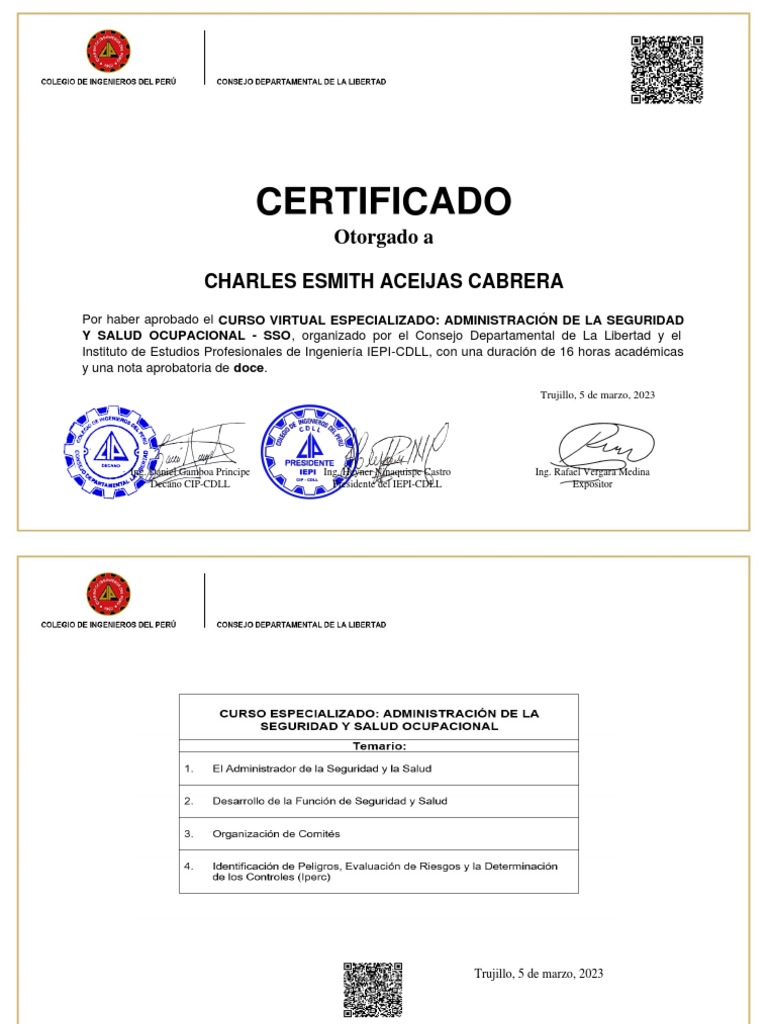 Certificado: Otorgado A | PDF