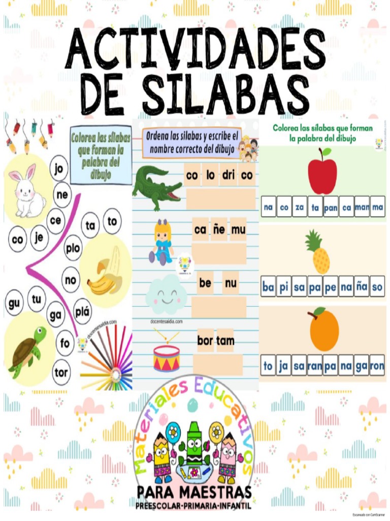 Actividades de Lectoescritura para Trabajar Sílabas Recopilado Por ...