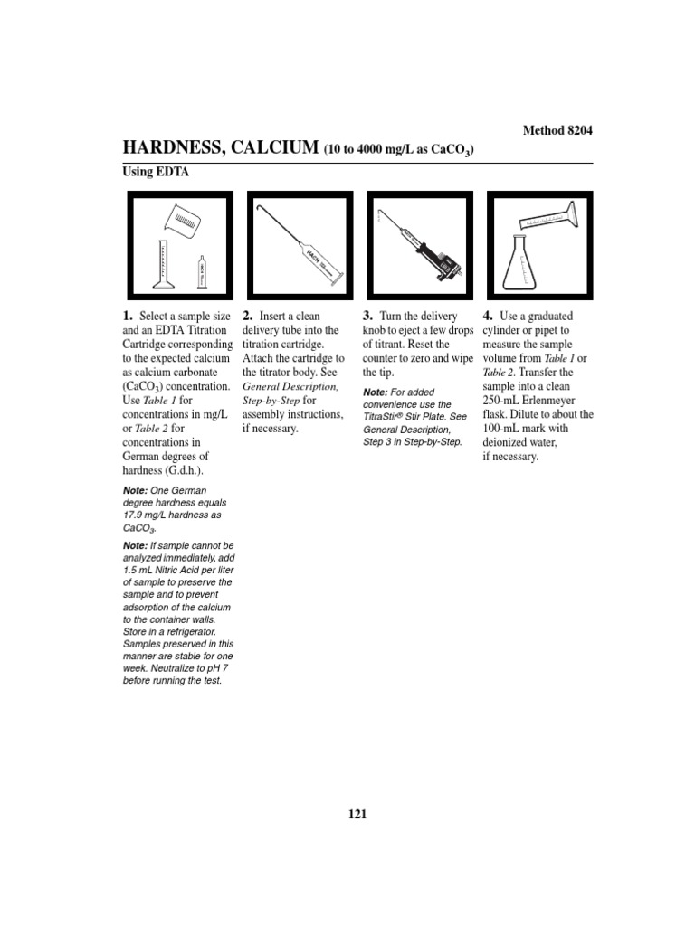 Hardness, Calcium: Method 8204 (10 To 4000 MG/L As Caco) Using Edta ...