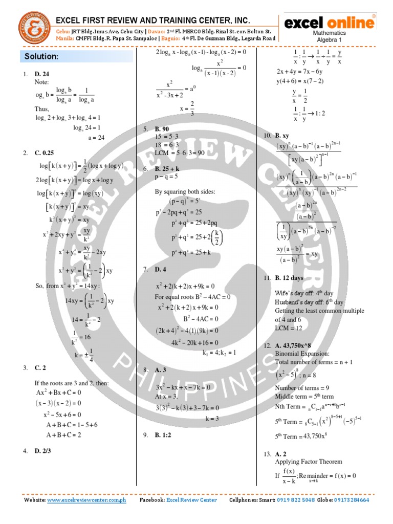 Writable - Uploads - Resources - Files - Math 01 - Algebra 1 - Solutions | PDF | Mathematics ...