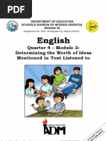 English 7: Summative Test No. 1 Lessons 1 & 2 Listening Strategies ...