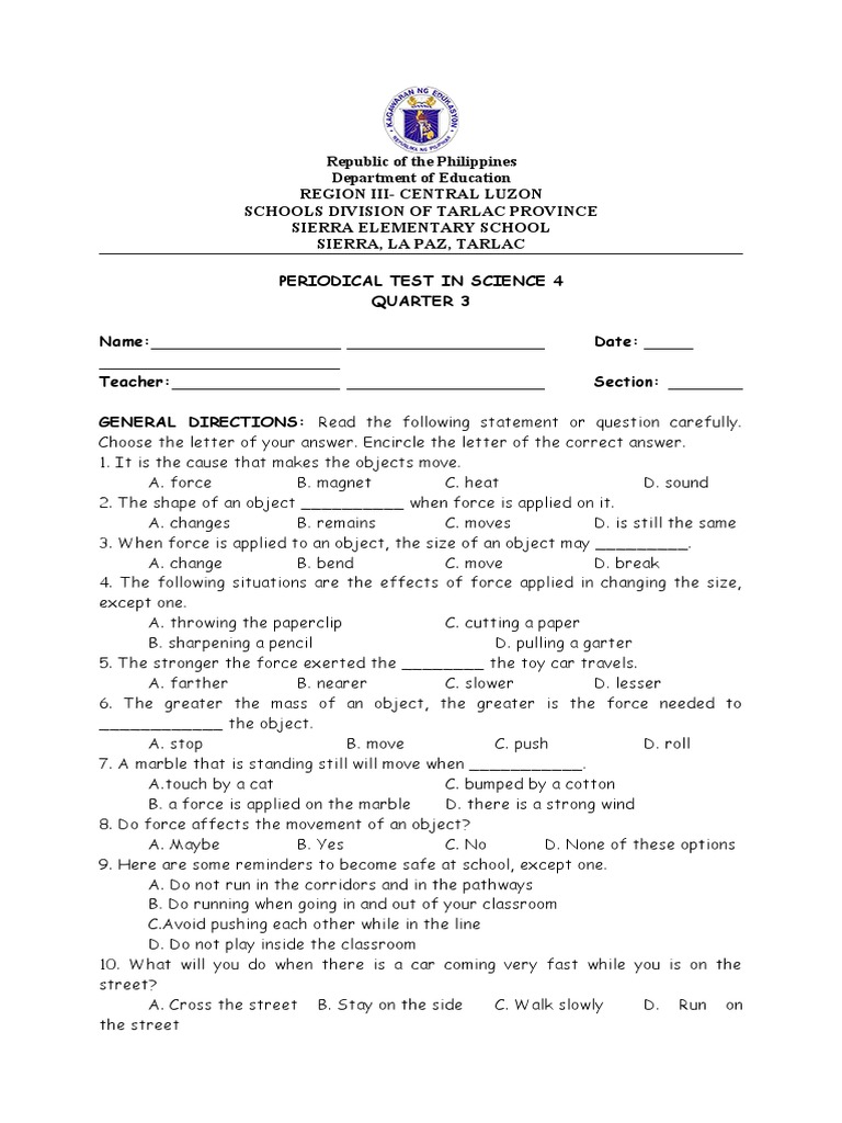 3rd Periodical Test in SCIENCE | PDF | Light | Reflection (Physics)