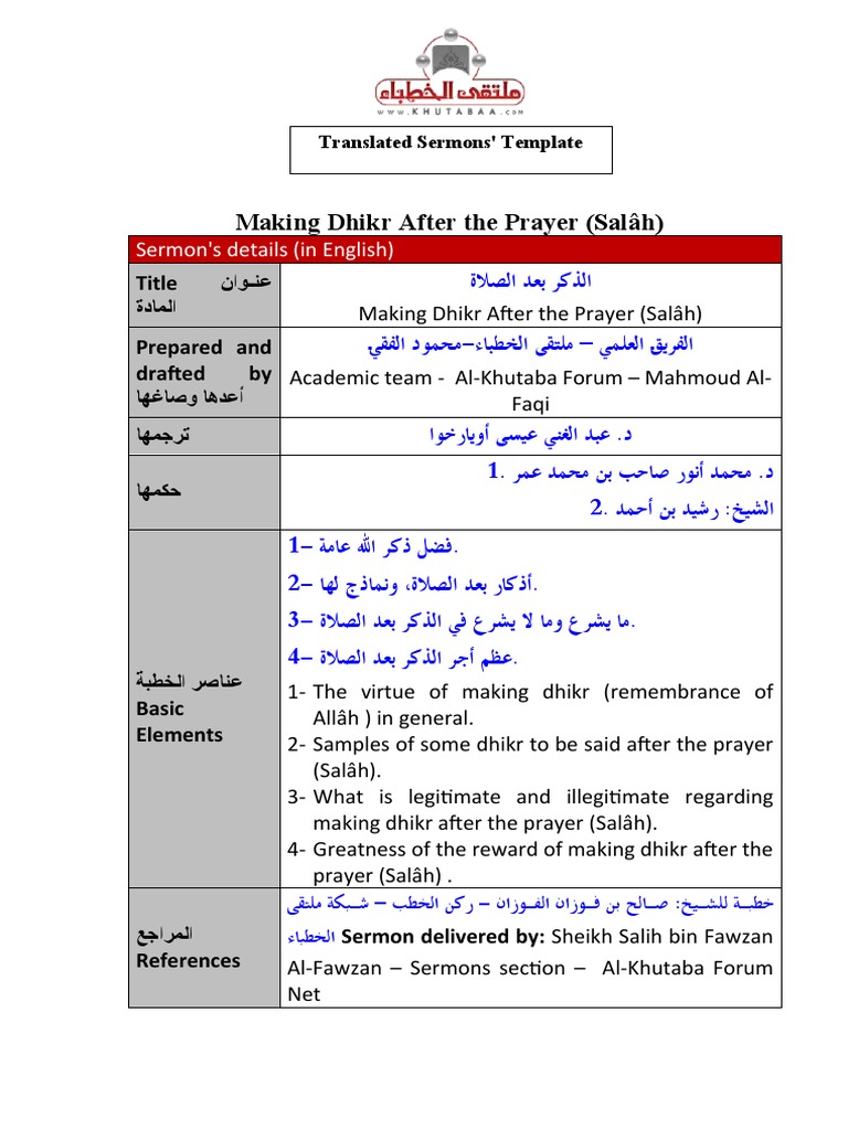 Dhikr After Prayer: Benefits & Guidelines | PDF | Muhammad | Abrahamic ...