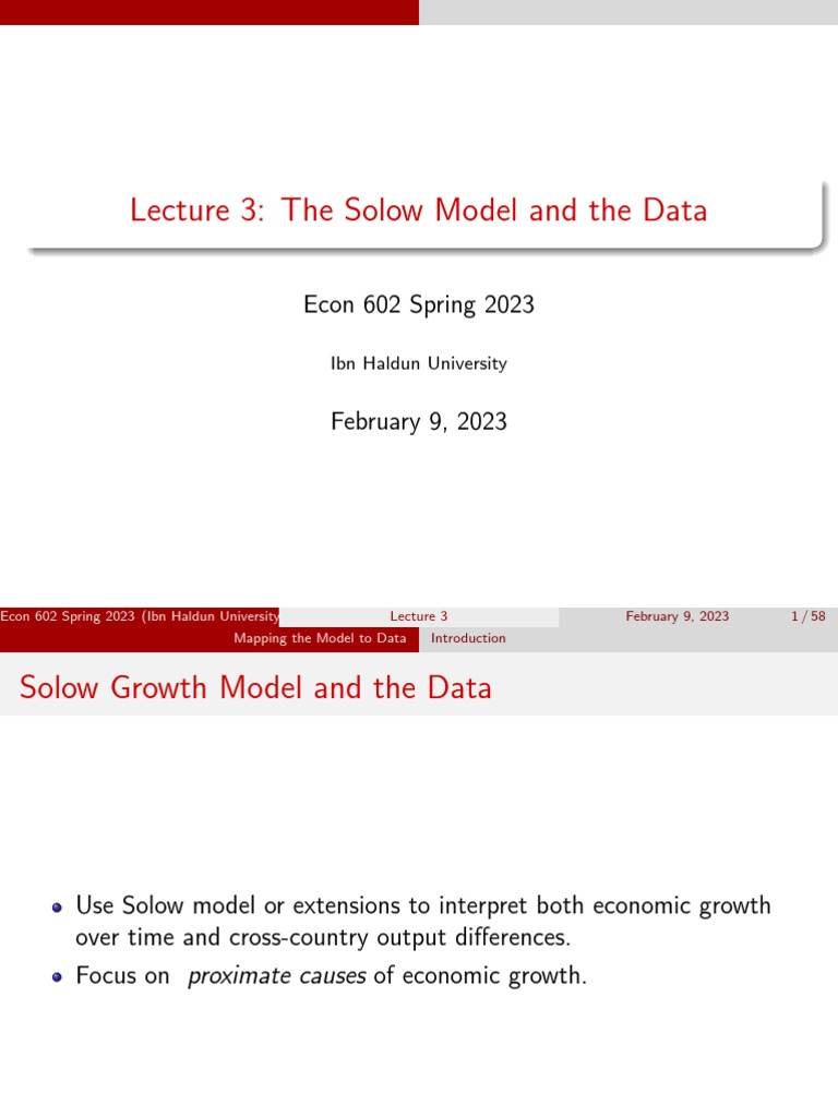 Lecture 4 Solow Model and The Data | PDF | Economic Growth | Linear ...