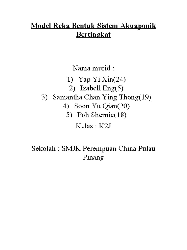 Model Reka Bentuk Sistem Akuaponik Bertingkat | PDF | Sains & Matematika