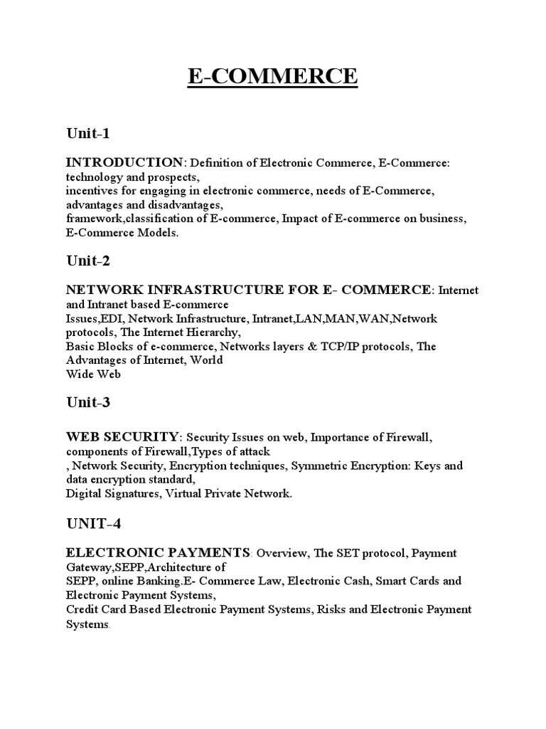 E-Commerce: Unit-1 | PDF | Databases | Computer Network