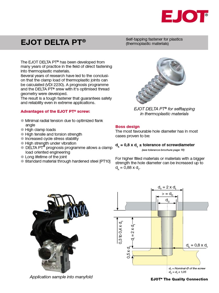 Ejot - Delta PT | PDF | Strength Of Materials | Screw