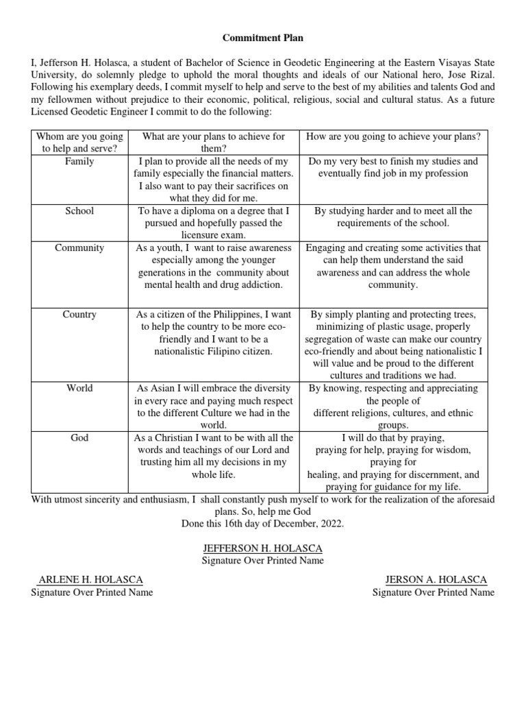 Commitment to Serve: A Student's Pledge to Help Family, Community ...