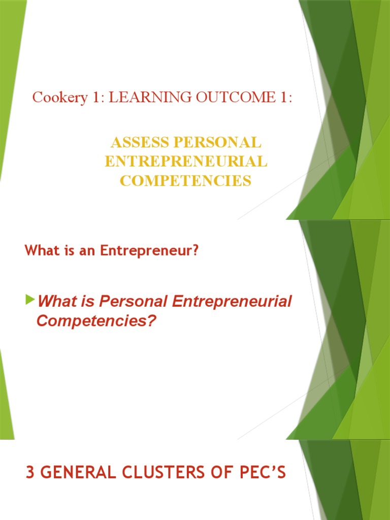 Cookery Q1W1 Pecs | PDF | Entrepreneurship | Business