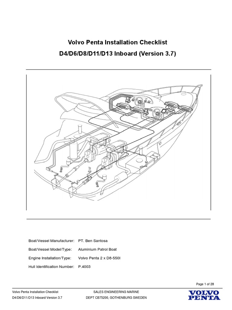 Volvo Penta Installation Checklist D4/D6/D8/D11/D13 Inboard (Version 3. ...